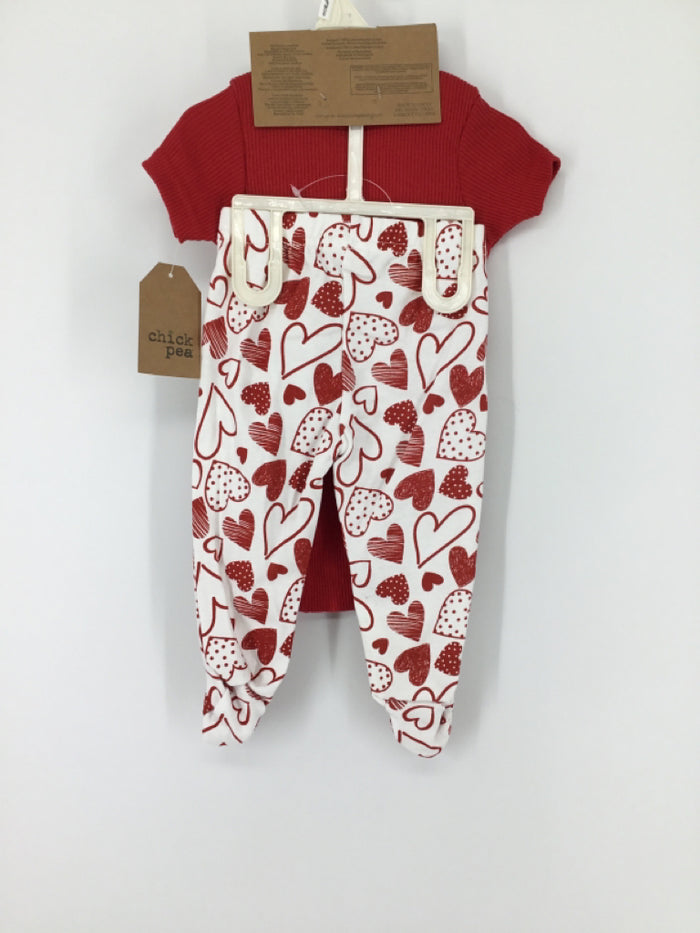 Chickpea Child Size 3-6 Months Red Valentine's Day Outfit