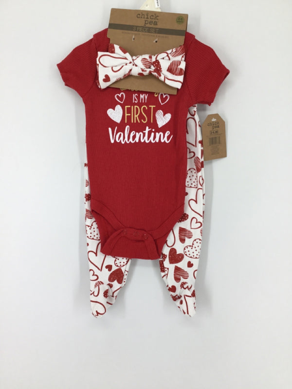 Chickpea Child Size 3-6 Months Red Valentine's Day Outfit